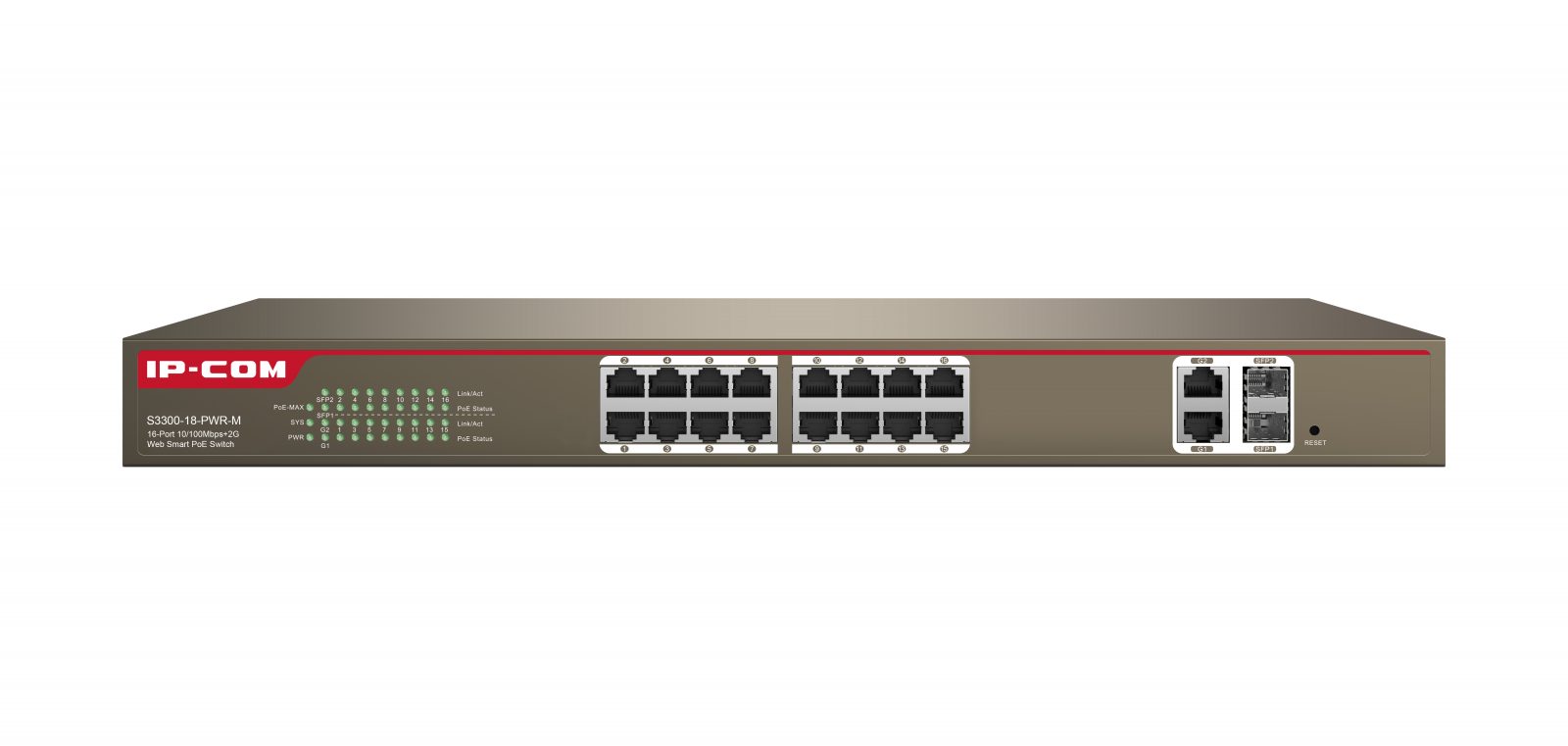 16-Port 100M+2-Port Gigabit TP/SFP Combo Web Smart PoE Switch - PSA ...